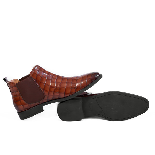 NICHE Cherry Brown Croc Chelsea Boot